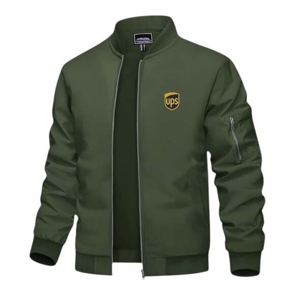 Jackets & Coats | Mens Ups Logo Embroidered Light Weight Bomber Jacket ...